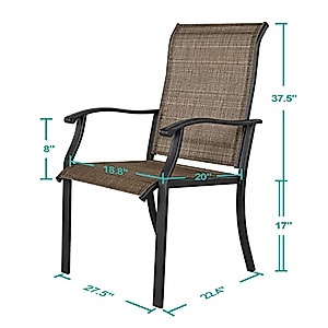 Nuu Garden Dining Chairs Set of 4, Indoor Outdoor Patio Chairs with Arms, Iron Frame and Textilene Sling Chairs for Lawn, Garden, Backyard, Porch, Brown