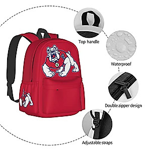Fresno-State-Bulldogs- Men'S Women'S Bag Backpack Schoolbag Adjustable Large Capacity Schoolbag