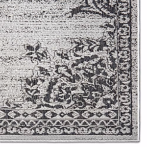 Nicole Miller New York Patio Country Azalea Transitional Medallion Indoor/Outdoor Area Rug, Grey/Black, 5'2"x7'2"