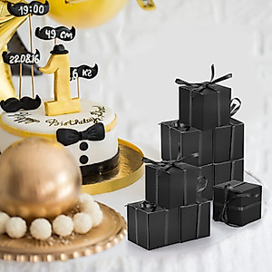 Hooqict Small Gift Boxes for Presents 100pcs 2x2x2 inches Black Favor Boxes Paper Gift Boxes with Ribbons Candy Boxes Party Favors for Wedding Baby Shower Birthday Party Ornament