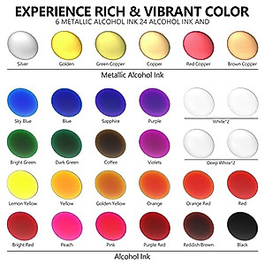 Alcohol Ink Set, 30 Bottles Vibrant Colors Concentrated Alcohol-Based Ink, Metal Dyes, for Resin Petri Dish Making, Epoxy Resin Art, Tumbler Cup Making,Painting, 10ml /Each