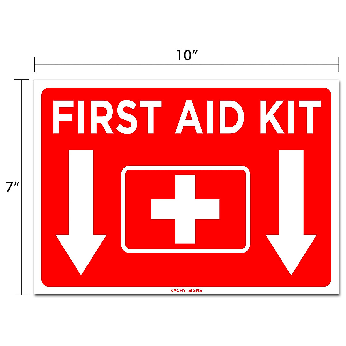 (Set of 2) First Aid Kit Sign - 10" x 7" 4 Mil Vinyl - LAMINATED For Ultimate Protection & Durability - Self Adhesive Decal - UV Protected & Weatherproof - Heavy Duty