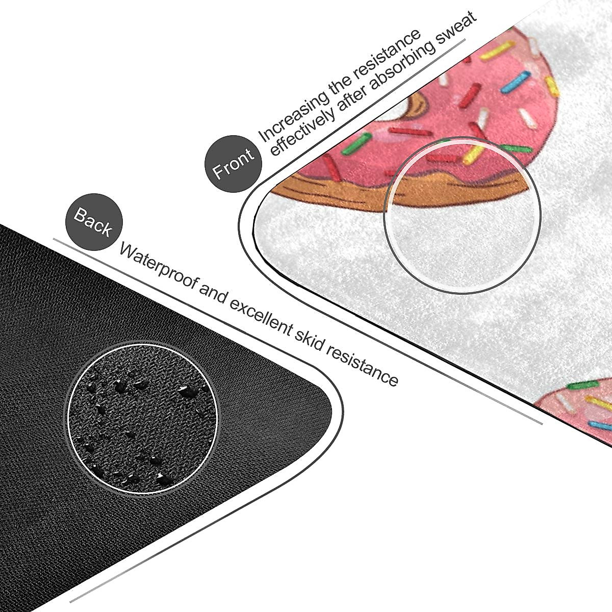 Travel Yoga Mat Non Slip - Glazed Donuts Foldable Exercise Mat Lightweight Work Out Mat with Bag Sweat Absorbent Fitness Mat for Yoga Pilates Home Fitness Exercise