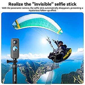TELESIN Invisible Selfie Stick for GoPro Insta360 (120cm/47.2 inch), Lightweight Carbon Fiber Extension Pole for Go Pro Max Hero 11 10 9 8 7 6 5 One X2 X3 DJI Action 2 3 AKASO 360 Camera