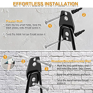 REMIAWY Garage Hooks Heavy Duty, Steel Utility Garage Storage Hook 6 Pack, Wall Mount Double Tool Hangers with Anti-Slip Coating for Hanging and Organizing Ladder Bike, Garden Tools, Bulk Items