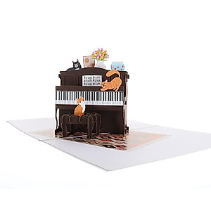 iGifts And Cards Crazy Cats With Fancy Piano 3D Pop Up Greeting Card - Cute Music Graduation Card, Awesome Cat Lovers Gift, Funny Happy Birthday Wish, Feline Party, Housewarming, Best Friendship