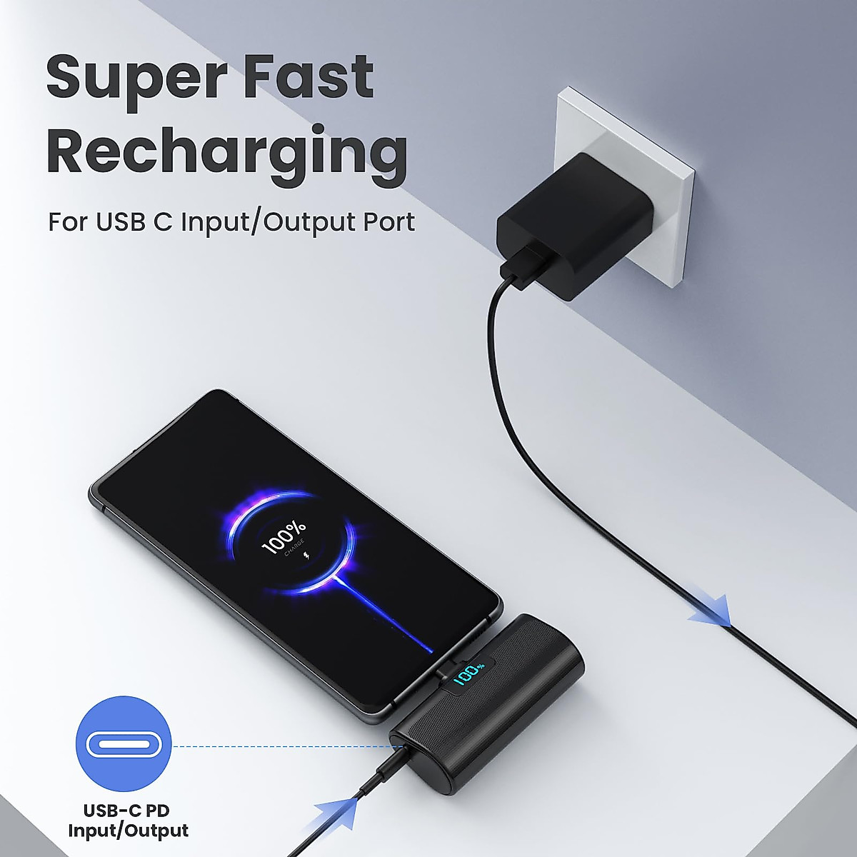 [2-Pack] Small Portable Charger for iPhone 15 Series,Upgraded 5200mAh PD USB C Power Bank Built-in USB-C Connector, Battery Pack Compatible with iPhone 15/15 Plus/15 Pro/15 Pro Max/Samsung,Android etc