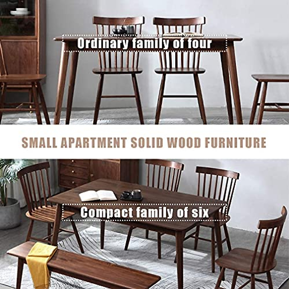 HomeClever, Wood Dining Table, 47.2In x 29In Rectangular Kitchen Table, Modern Home Furniture for Small Spaces, Living Room and Office Wooden Frame Computer Desk (Table Only)