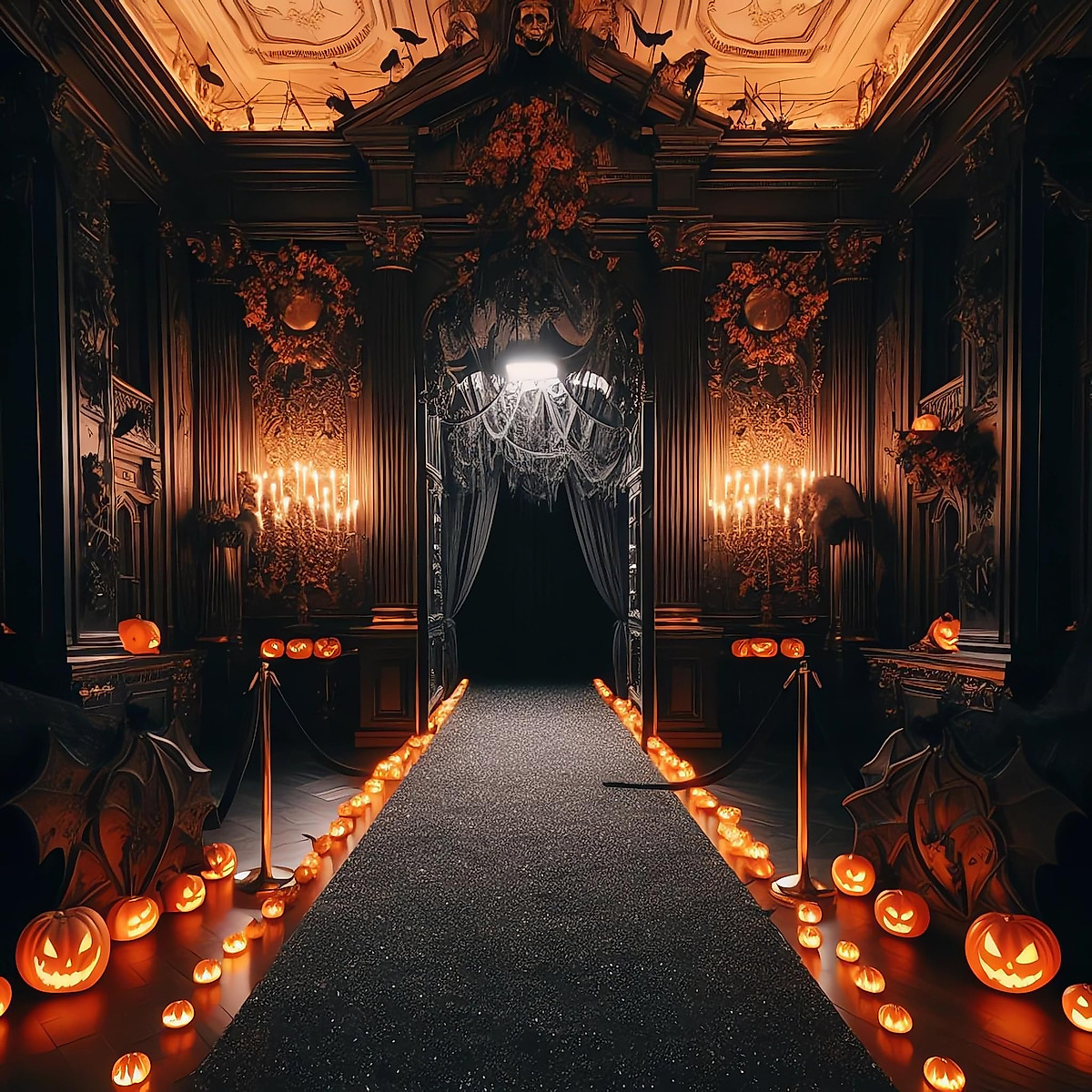 EZLucky Glitter Black Carpet Runner for Party, 2.46X15ft, 200GSM Glitter Non-Woven Fabric, Hollywood Black Carpet for Event, Aisle Runner for Wedding Ceremony, Movie Theme Party Decorations