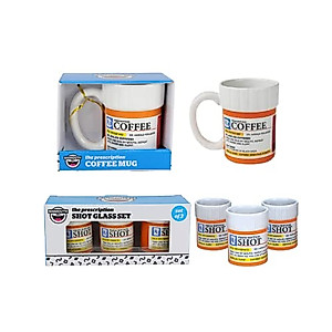 Toptoys2u Bargain Bundles Great Value Novelty Gift Set - The Prescription Shot Glass Set & The Prescription Coffee Mug - Twin Pack