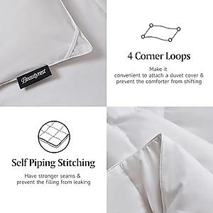 Beautyrest White Feather Down Fiber Comforter King Size- All Seasons Warmth Down Duvet Insert, Ultra-Comfortable Tencel/Cotton Blend Cover Fabric with Corner Loops