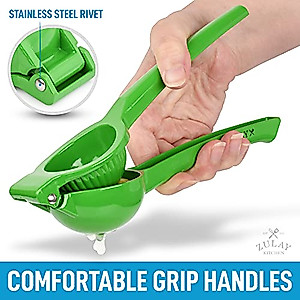 Zulay Premium Quality Metal Lime Squeezer, Citrus Juicer, Manual Press for Extracting the Most Juice Possible - Lime Juicer (Green)