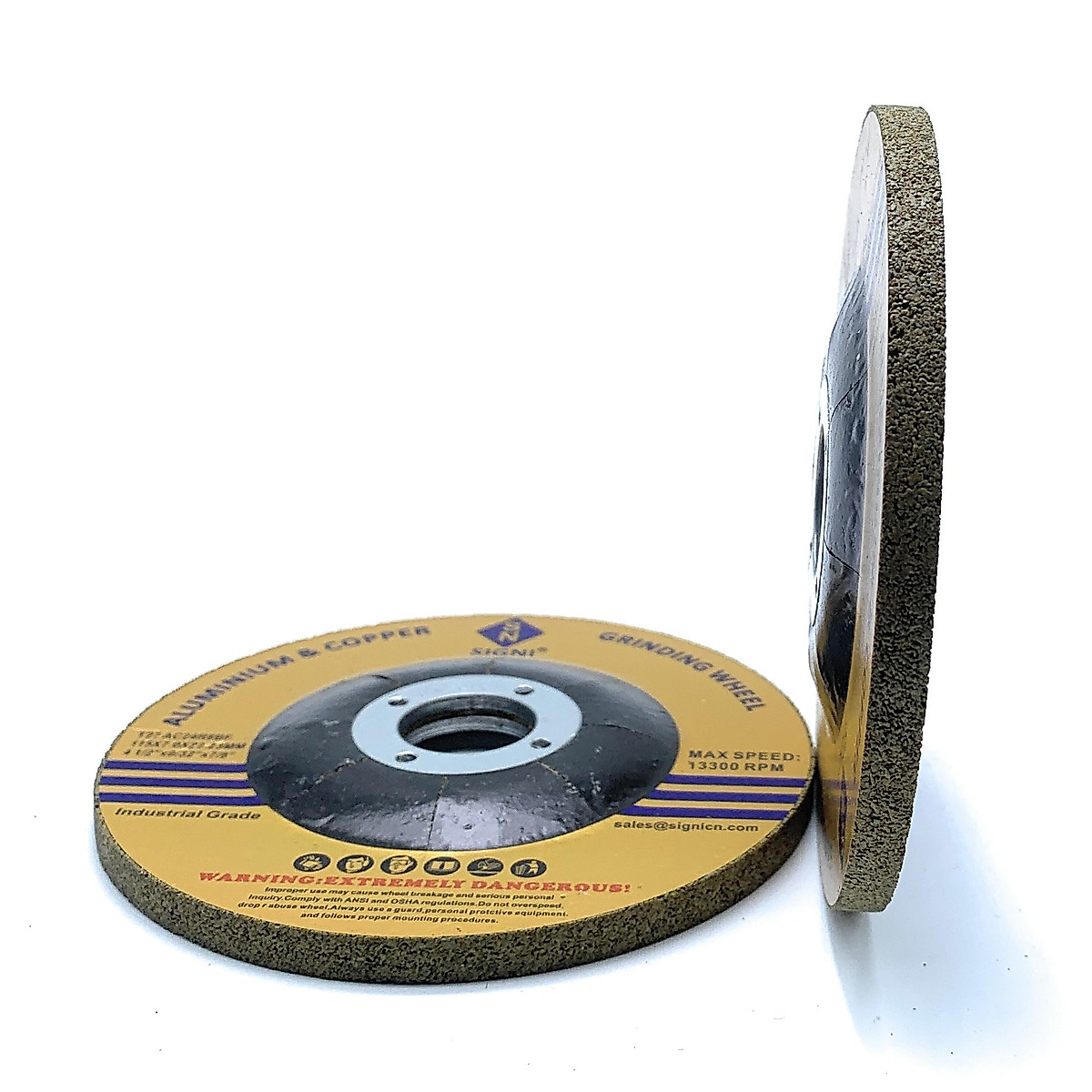 SIGNI Aluminum Grinding and Polishing Set, Including 2pcs Aluminum Grinding Wheel, 1pc Aluminum Polishing Wheel, 4-1/2" Diameter and 7/8” Arbor, Designed for Aluminum and Copper