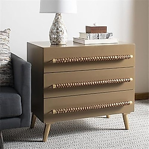 Safavieh Home Raquel Modern Taupe and Gold and Brown 3-drawer Chest