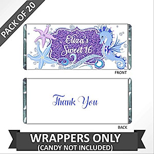 Starfish Personalized Candy Wrappers for Chocolate, Under the Sea Party Favors, Pack of 20, Custom Hershey Bar Labels