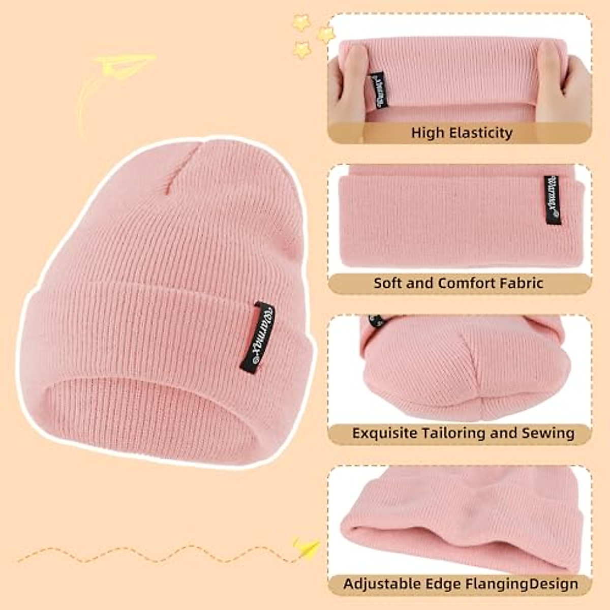 Durio Baby Beanies - Warm Knit Beanies for Boys & Girls, 6-36 Months, Cute Winter Hats in Navy