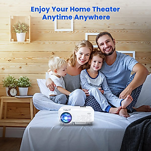 Projector, Portable Outdoor Projector with 1080P HD Movie and 240” Display Support, WiFi Video Projector for Home Theater, Compatible with TV Stick, Laptop, Tablet, iPhone, Android