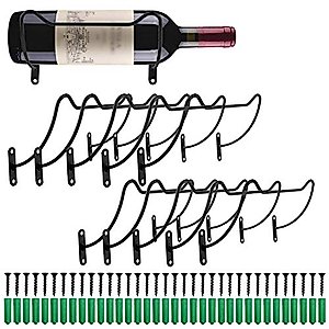 HighFree Wall Mounted Wine Racks 10 Pack Iron Wine Bottle Display Holder Rack Hanging Wine Organizer Rack with Screws for Beverages/Liquor Bottles Storage
