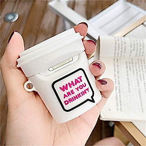JoySolar for Airpod 1&2 Case, Cute Cartoon 3D Soft Silicone Air Pods Funny Cover, Kawaii Fun Cool Keychain Design Shell, Drink Fashion Stylish Girls Kids Teens Women Cases for Airpods (White Tangsi