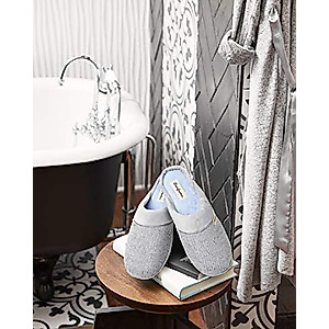 Dearfoams Women's Samantha Knit Closed Toe Scuff Slipper, Sleet, Medium