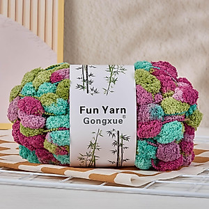 4 Balls Pomp-A-Doodle Yarn,100% Polyester Jelly Bean POM-POM Ball Yarn for Crochet Knitting Blanket Mat Pet Nest 600g (Gorgeous Grape)