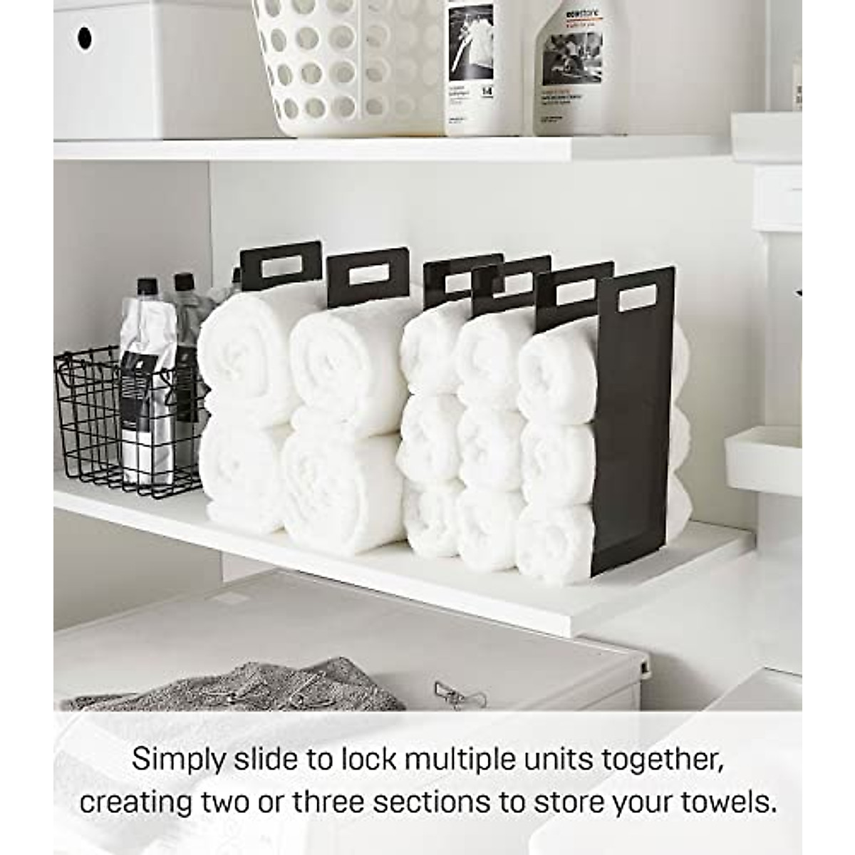 Yamazaki Home Tower Black Interlocking Towel Organizer (Set of 2)