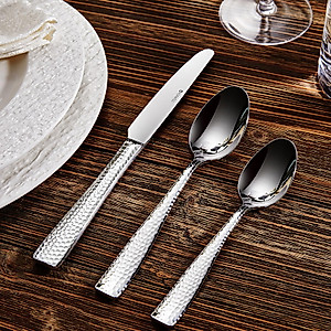 KEAWELL Premium 4-Piece Louis Hammered Spoons Set, 18/10 Stainless Steel, Set of 4, Fine Spoon Set with Squared Edge, Dishwasher Safe (6.4" Teaspoon)