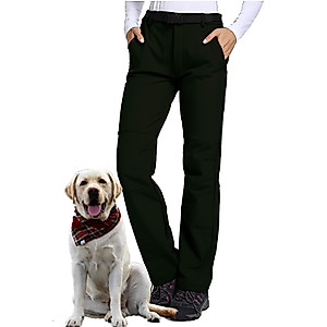 Women's Hiking Waterproof Pants Outdoor Windproof Fleece lined Soft Shell Insulated Winter Pants Fishing Safari Travel, Black 6