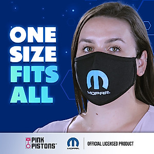 PINK PISTONS Mopar Mask Classic Breathable Face Masks & Dust Cover w/Outer Knit Mesh Filter & Adjustable Soft Elastic Earloops - Inner & Middle Cotton Layer - Protective Washable & Reusable