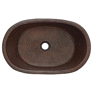 Premier Copper Products VBT20DB 20" Bathtub Vessel Hammered Copper Sink, Oil Rubbed Bronze
