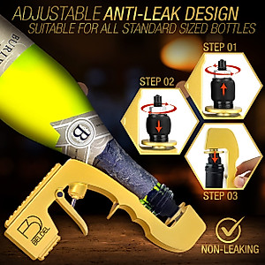 BELDEL Champagne Gun Shooter - 3-in-1 Beer Gun Set with Champagne Stopper and Bottle Opener Keychain, Fun Alcohol Gun Shooter for Bars, Bachelor Party, Wedding, Christmas, Birthday, Festivals