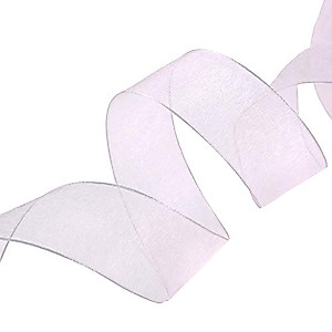 VATIN Christmas Ribbon Sheer Organza Wired Ribbon 1-1/2 inch 25 Yards ( 75Ft ) -Light Pink/Baby Pink ,Perfect for Making Bows and Wreaths