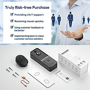 EKEN Wireless Doorbell Camera with Chime Smart Video Doorbell Camera with Motion Detector | Cloud Storage | HD Live Image | 2-Way Audio | Night Vision | 2.4G WiFi | 100% Wire-Free for iOS & Android