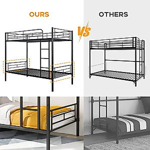 Merax Bunk Bed with Ladder and high Guardrail, Able to Split, Metal Bunk Bed, Storage Space, Noise Free,Twin Over Twin Size Bunk Bed,Black