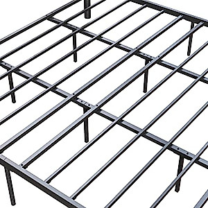 LIKIMIO King Metal Bed Frame, Platform Bed Frame King with Headboard and Strong Support Frames, Easy Assembly, Noise-Free, No Box Spring Needed, Grey Black