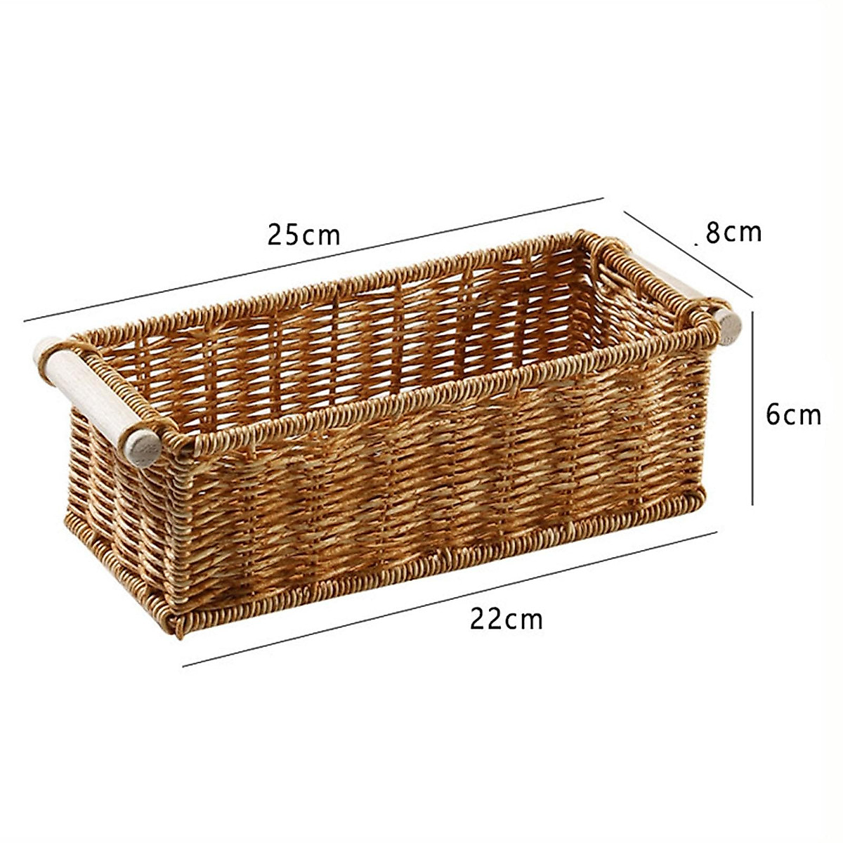Generic Imitation Rattan Storage Basket Woven Baskets Long Narrow Organizer Decorative for Organizing for Bar Coffee Table Bedroom, S, Optional