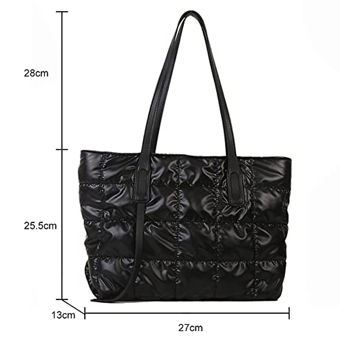JQWYGB Puffer Tote Bag for Women - Large Puffy Tote Bag Purse Soft Padded Cotton Quilted Crossbody Bags Handbags for Travel Shoping (C Black)