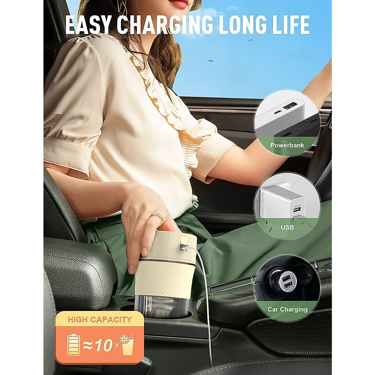 Mini Blender, Portable Personal Blender Milk Shakes and Smoothies Juicer, CIYOYO 10 oz Fruit Juice Travel Blender Rechargeable USB One-handed Drinking Home Office Sports Outdoors, BPA-free