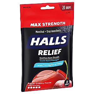 HALLS Relief Max Strength Frozen Cherry Cough Drops, 20 Drops