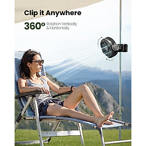 Gaiatop Portable Camping Fan with LED Lantern, 4000mAh Personal Rechargeable USB Fan, 360° Rotation Quiet Small Fan with LED Digital Display & Hanging Hook, Clip on Fan for Tent, Bedroom, Outdoor…
