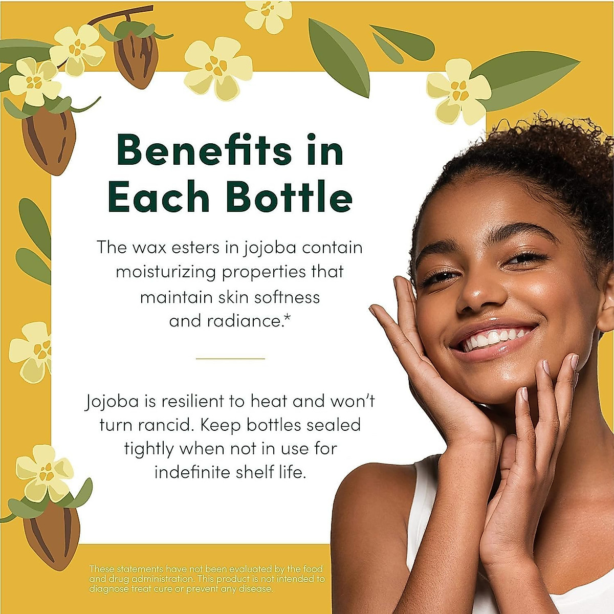 HobaCare Jojoba Oil - 100% Pure, Unrefined Jojoba Oil for Skin & Nails - Moisturizing Body Oil & Face Moisturizer for Dry Skin - Natural Jojoba Oil for Hair & Beard Care (32 fl oz)