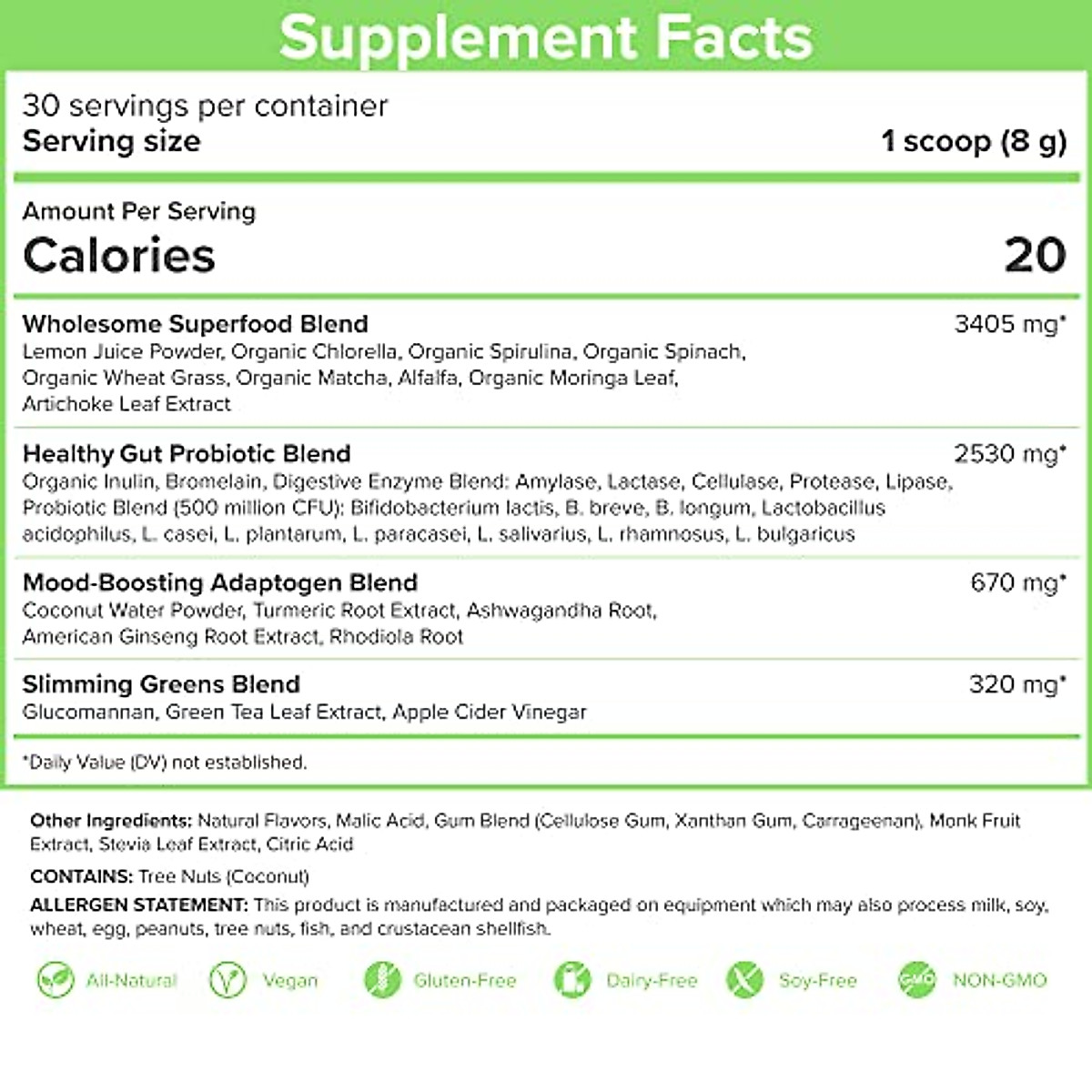 SkinnyFit Mango Splash Skinny Greens, Green Juice Superfood Powder, Natural Energy & Focus, Reduce Bloating, Helps Reduce Inflammation, Spirulina, Chlorella, 30 Servings