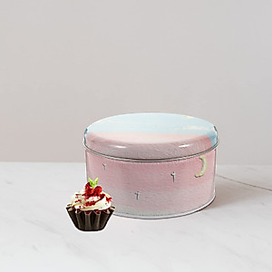 Decorative Cookie Tins Round Metal Cookie Tin with Lid Empty Gift Tin Decorative Nesting Tin Tinplate Container for Holiday Party Favors Treats Biscuits Cookie Gift Tins