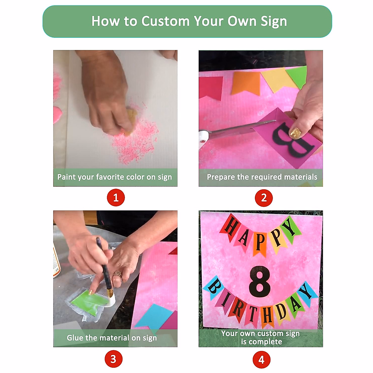 4 Pack Blank Yard Signs with Metal Stakes,17x12 Inches Corrugated Plastic lawn Yard Signs for Garage,Yard Sale,Outdoor