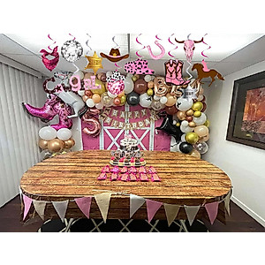 Western Cowgirl Party Decoration Hanging Swirls,Western Country Pink Cowgirl Hanging Foil Swirls for Cowgirl Theme Party Birthday Party Baby Shower Ceiling Hanging Decorations (Pink)