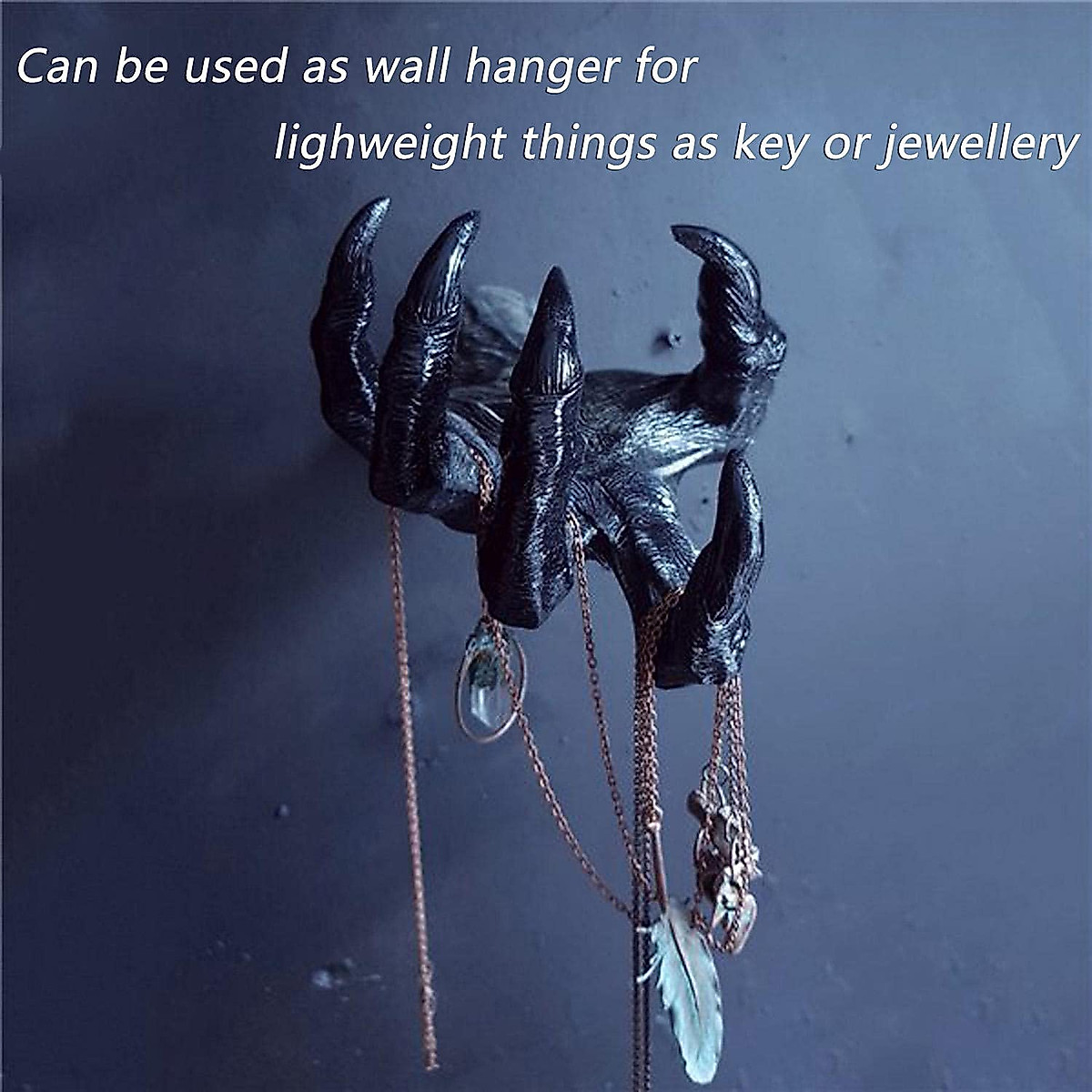 BAWAQAF, Witchs Demon Hand Statue Wall Hanging Ornament 3D Simulation Decorative Resin Art Open Hand Sculpture Statue Mythical Fantasy Home Decor,for Home Office Bar (Black)