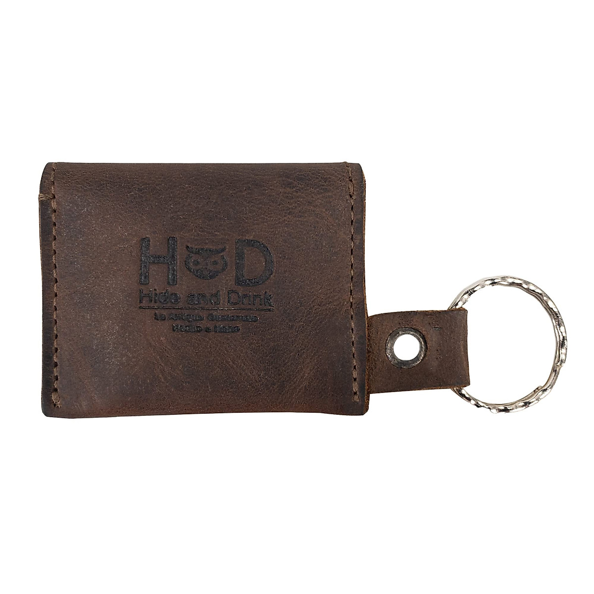Hide & Drink, Leather Tiny Coin Holder Keychain/Key Ring/Holder/Pouch/Case/Accessories, Handmade Includes 101 Year Warranty :: Bourbon Brown