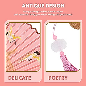 RAZZUM Retro Style Silk Fan Folderable Fan Chinese Style Fan Wall Decoration Costume Collocation Large Wall Decor Fan