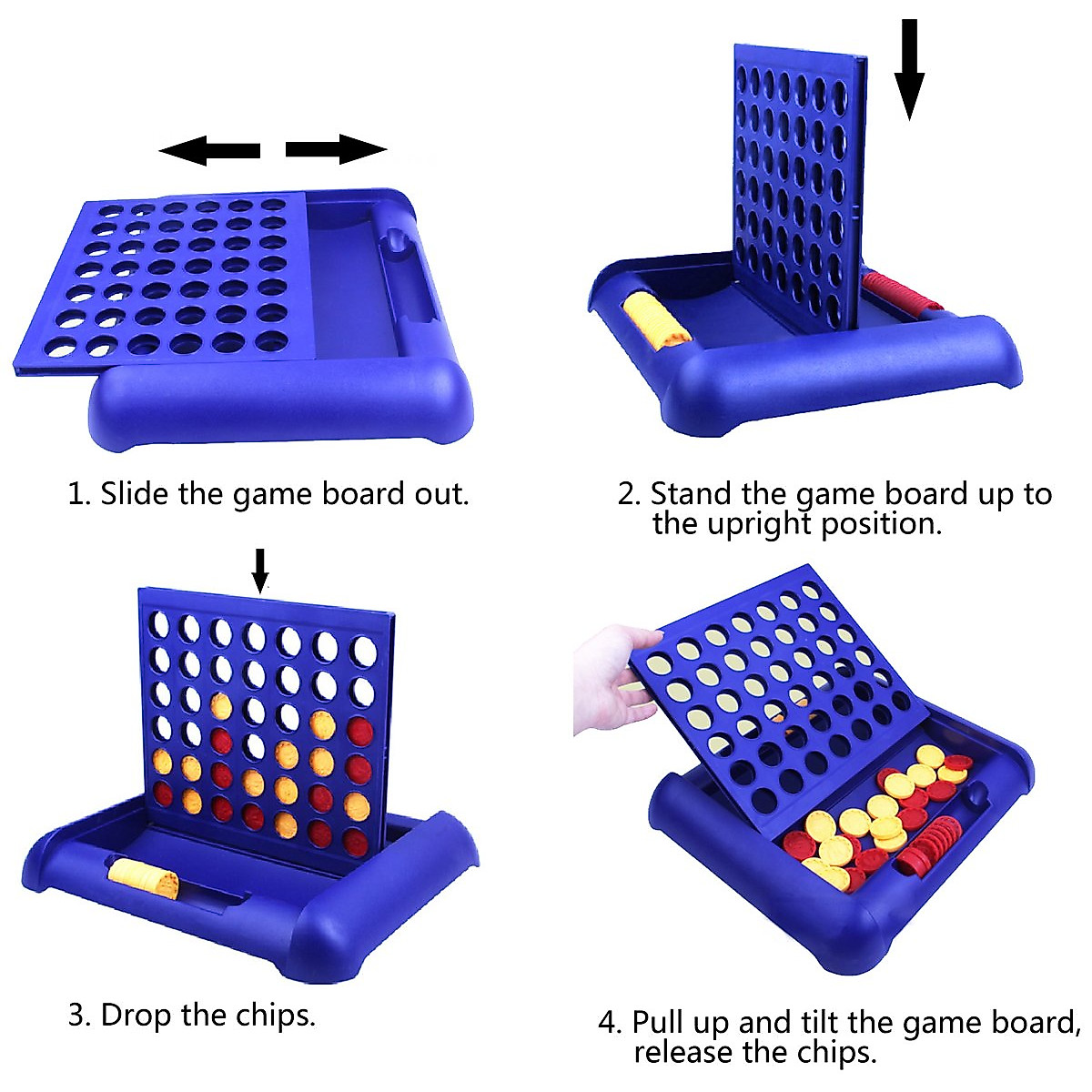 TANCH 4-IN-A-ROW Board Games Foldable Line up 4 Toys for Kids Blue