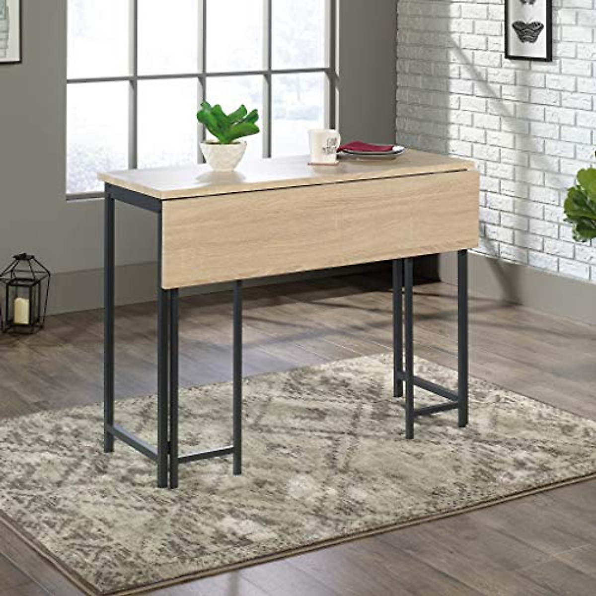 Sauder North Avenue Table with Drop Leaf, L: 47.50" x W: 28.38" x H: 36.13", Charter Oak Finish